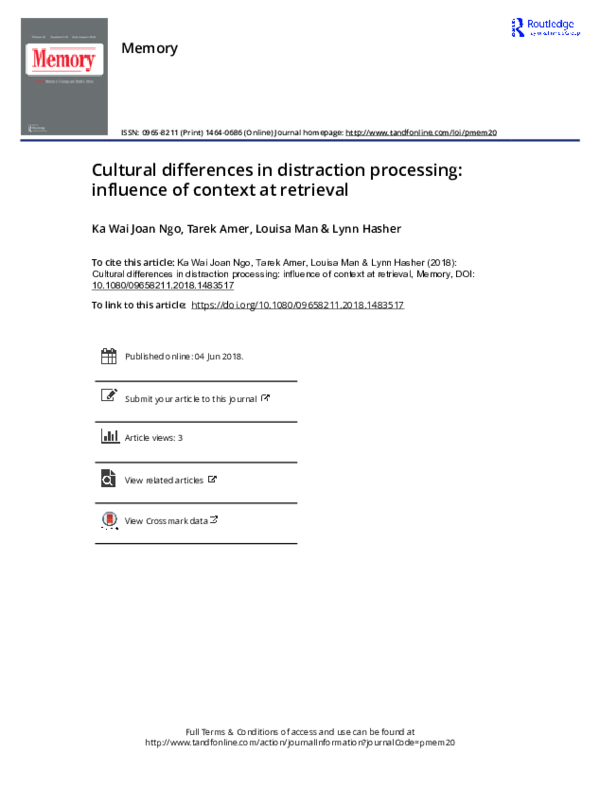 (PDF) Cultural differences in distraction processing: influence of context at retrieval