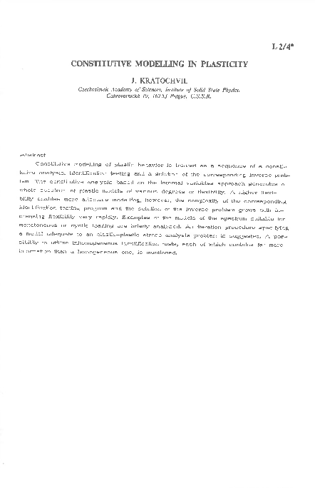 (PDF) Constitutive modelling in plasticity
