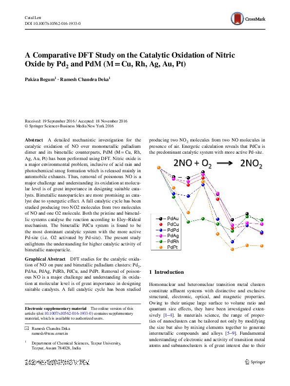 (PDF) A Comparative DFT Study on the Catalytic Oxidation of Nitric ...