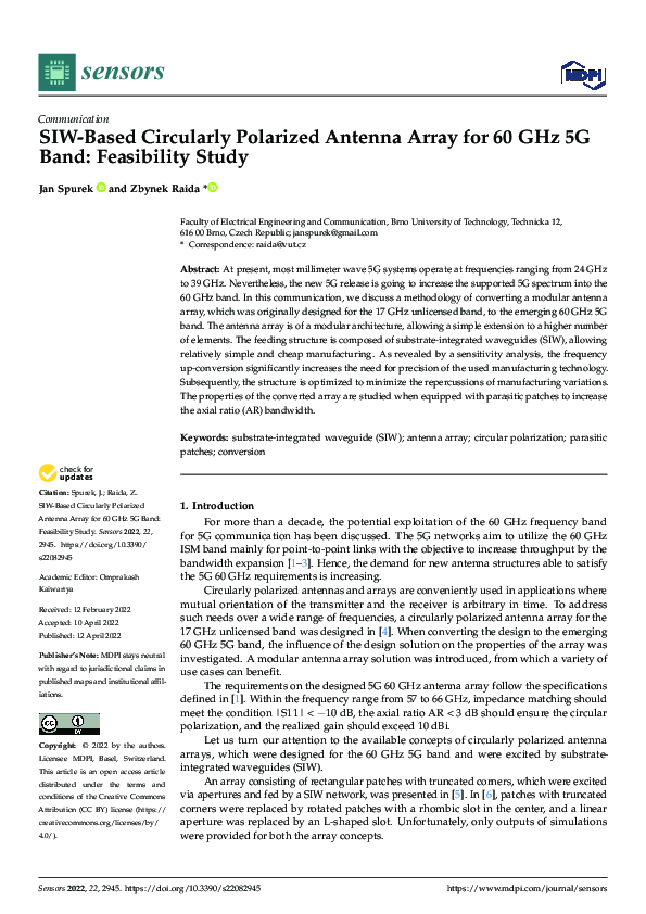 (PDF) SIW-Based Circularly Polarized Antenna Array for 60 GHz 5G Band: Feasibility Study ...