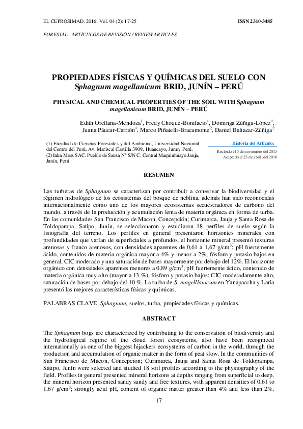 (PDF) PROPIEDADES FÍSICAS Y QUÍMICAS DEL SUELO CON Sphagnum ...