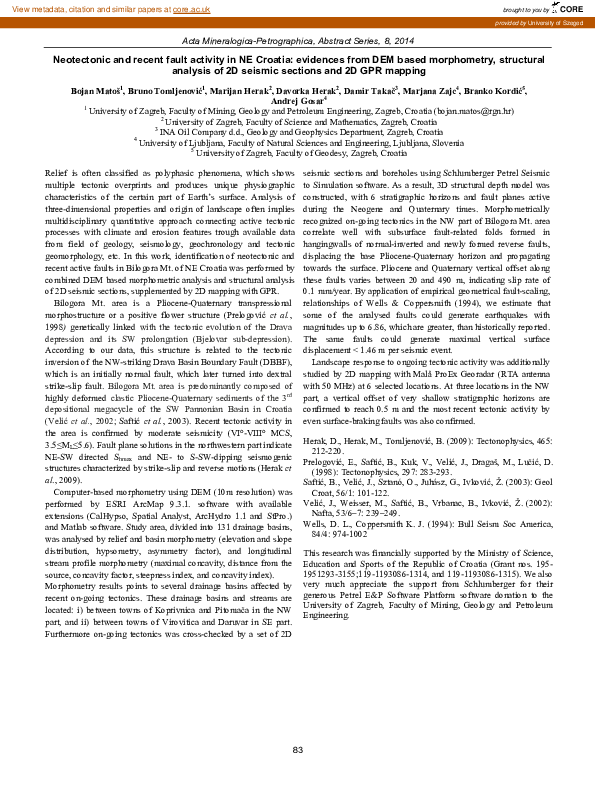 (PDF) Neotectonic and recent fault activity in NE Croatia: evidences ...