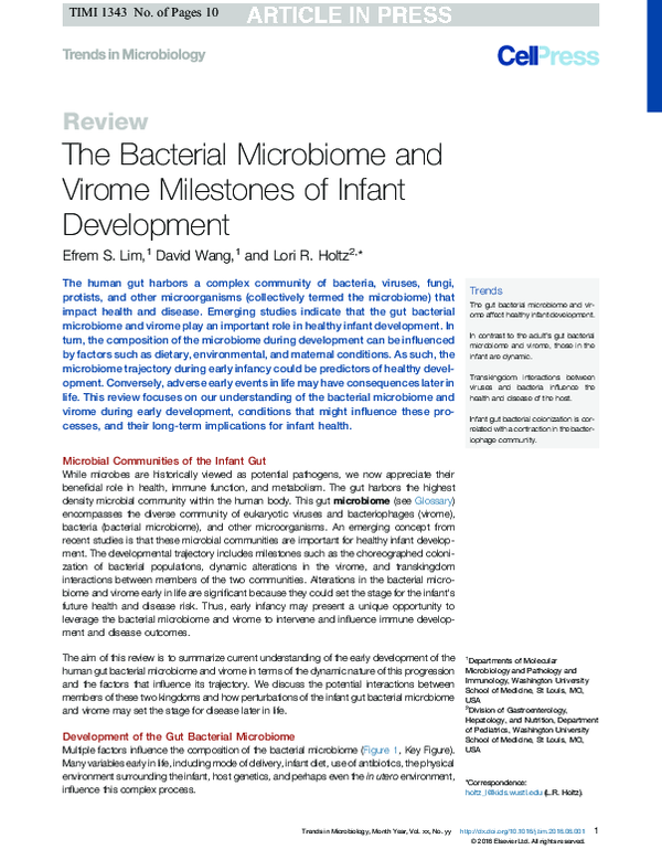 (PDF) The Bacterial Microbiome and Virome Milestones of Infant Development