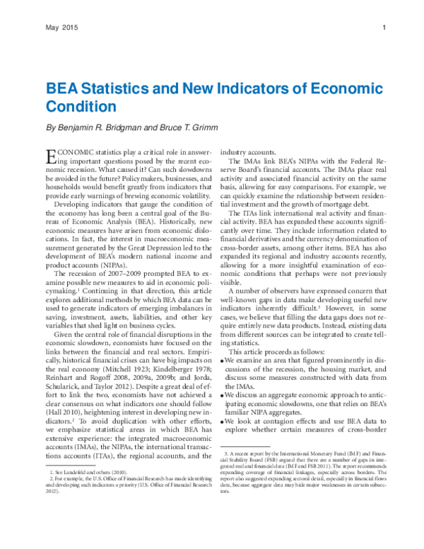 (PDF) BEA Statistics and New Indicators of Economic Condition