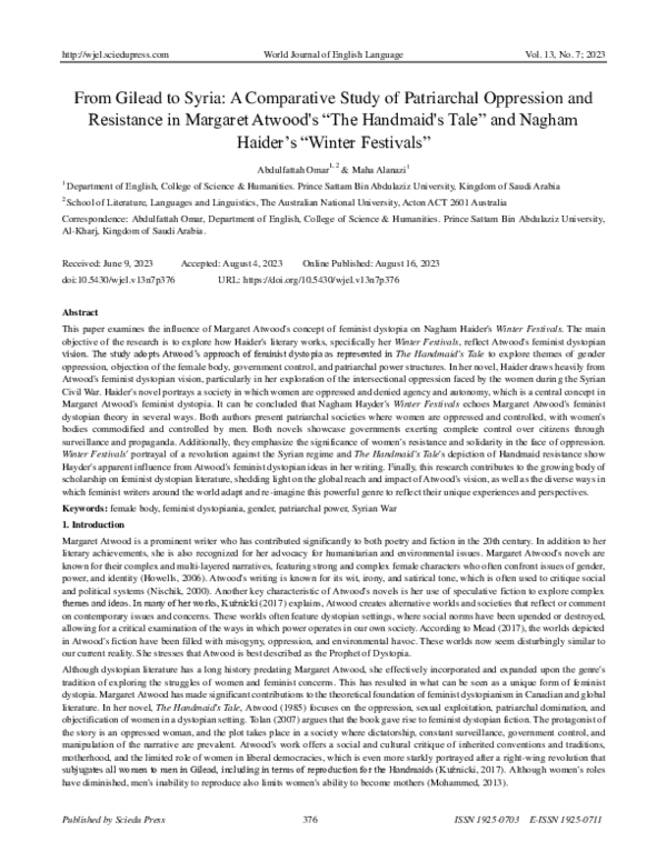 (PDF) From Gilead to Syria: A Comparative Study of Patriarchal ...