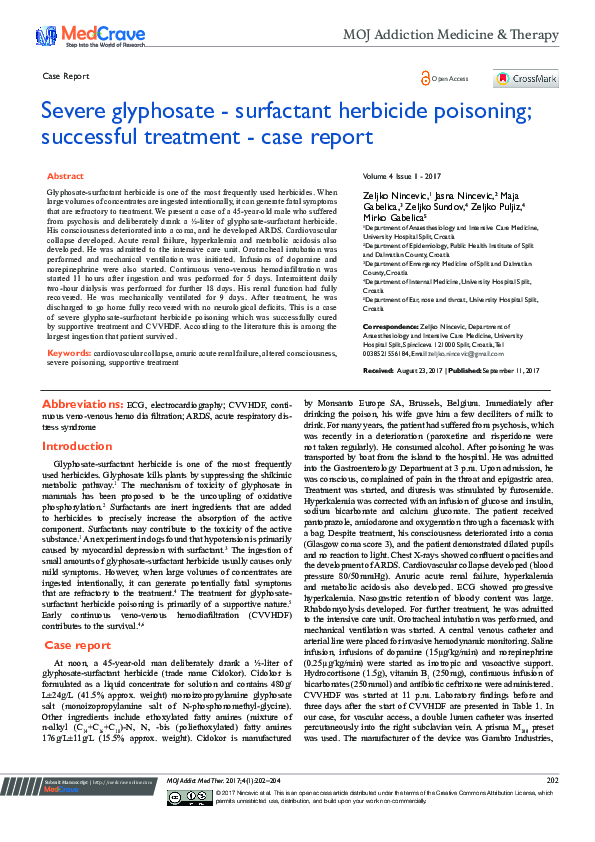 (PDF) Severe Glyphosate - Surfactant Herbicide Poisoning; Successful ...