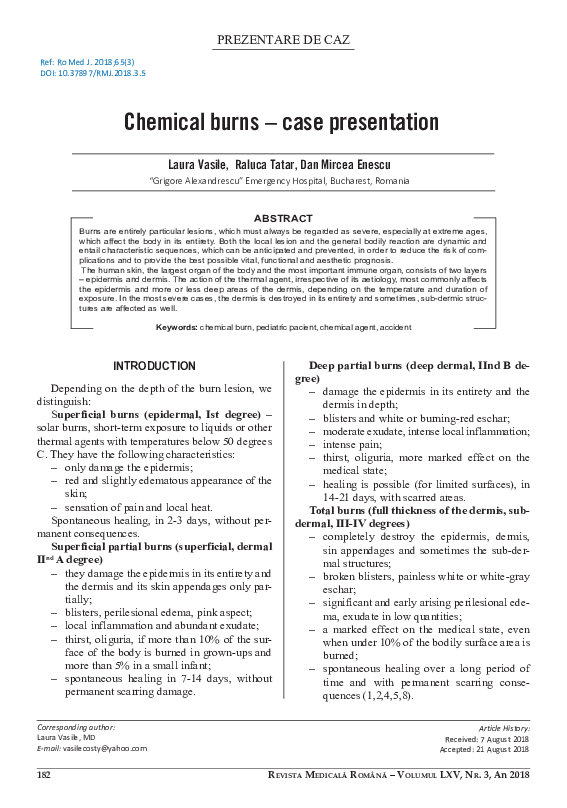 (PDF) Chemical burns – case presentation
