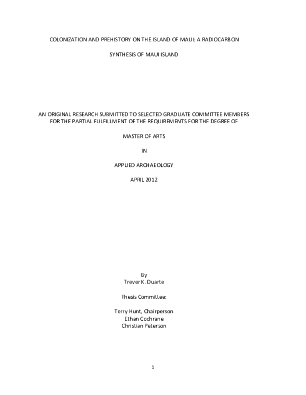 (PDF) Colonization and prehistory on the island of Maui : a radiocarbon ...