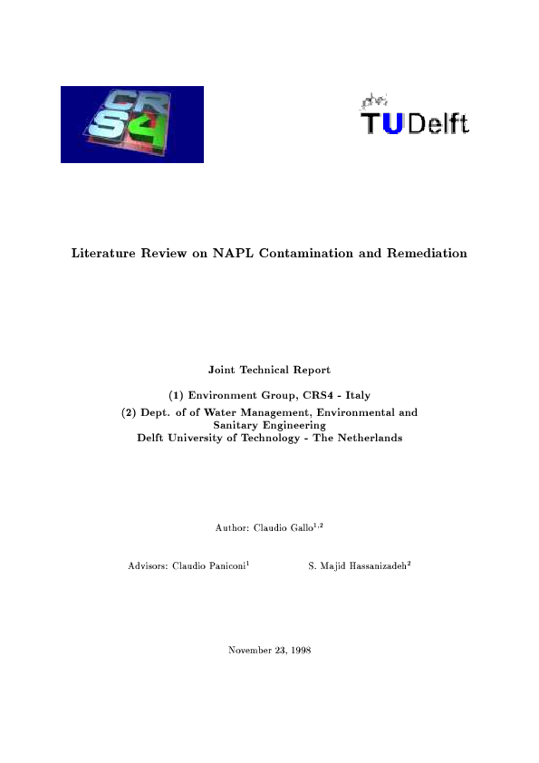 (PDF) Literature review on NAPL contamination and remediation