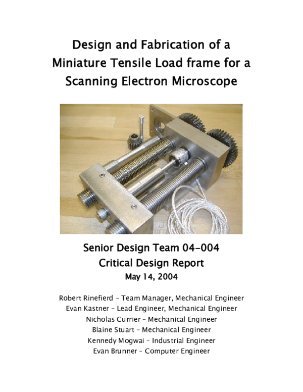 (PDF) Design and Fabrication of a Miniature Tensile Load Frame for a ...
