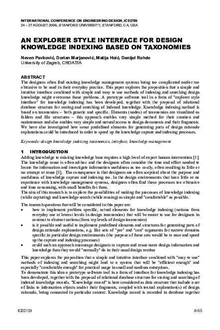 (PDF) An Explorer Style Interface for Design Knowledge Indexing Based ...