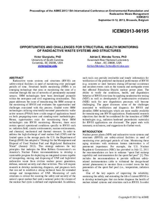 (PDF) Opportunities and Challenges for Structural Health Monitoring of ...