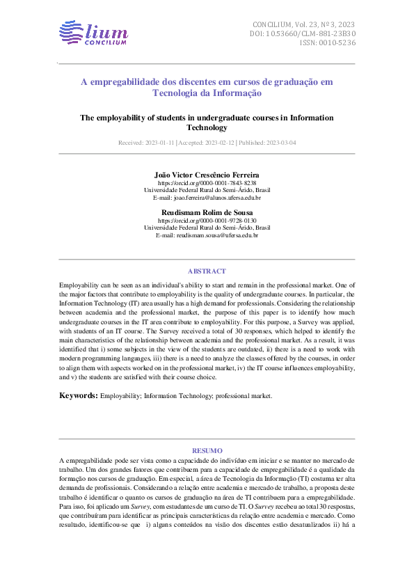 (PDF) The employability of students in undergraduate courses in ...