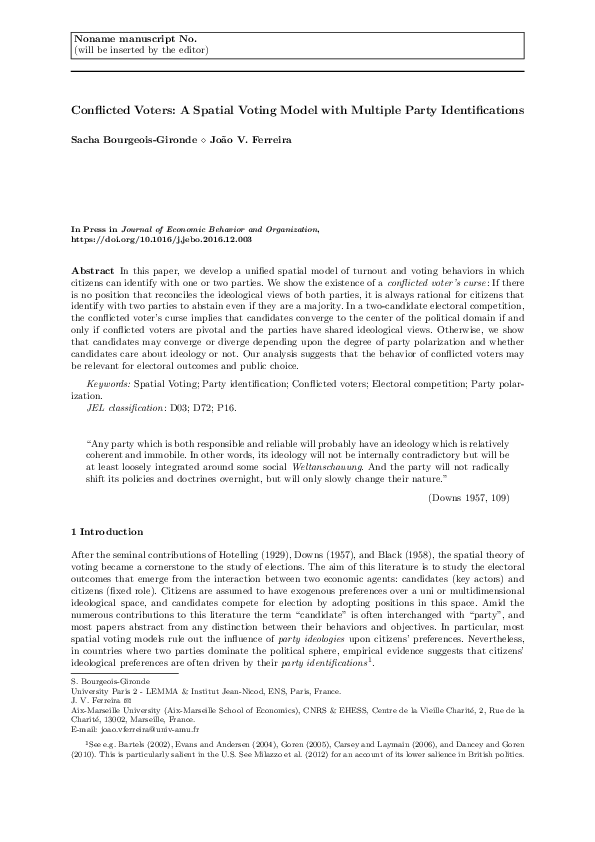(PDF) Conflicted voters: A spatial voting model with multiple party ...
