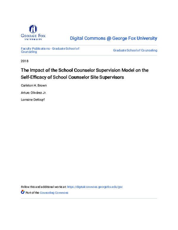 (PDF) The Impact of the School Counselor Supervision Model on the Self ...