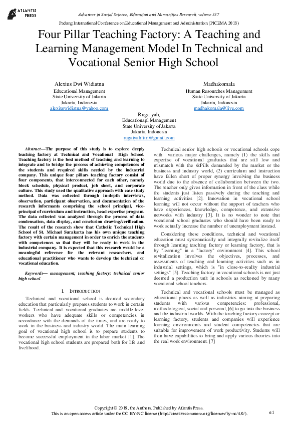 (PDF) Four Pillar Teaching Factory: A Teaching and Learning Management ...