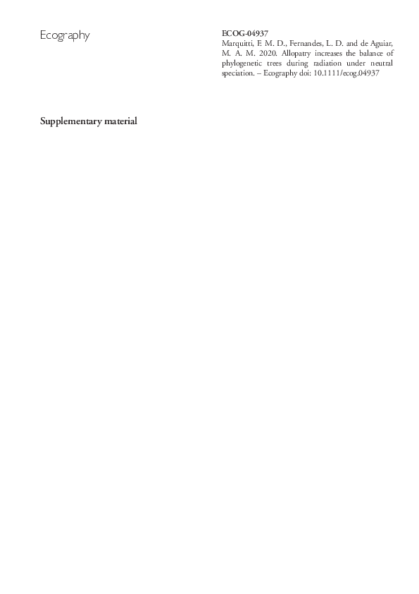 (PDF) Allopatry increases the balance of phylogenetic trees during ...