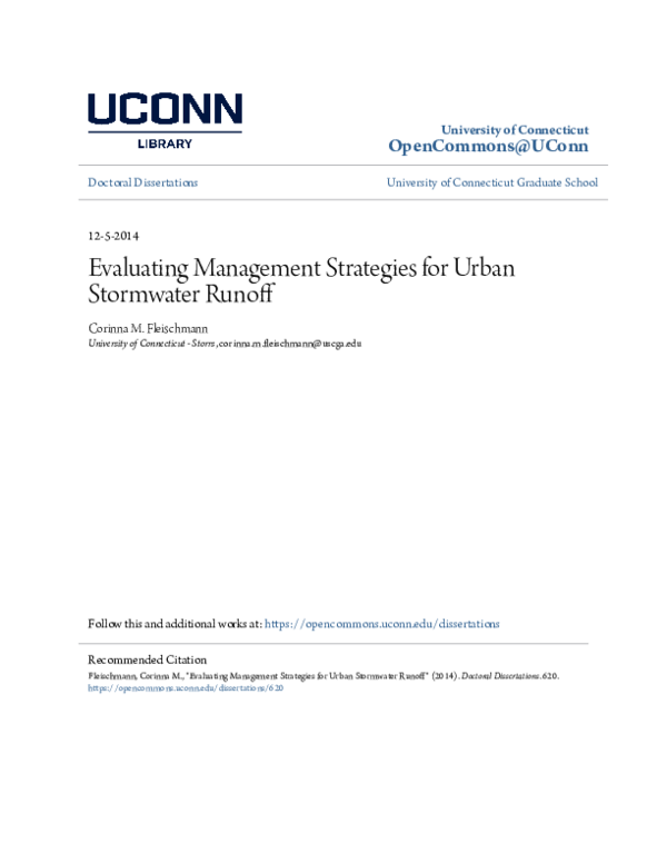 (PDF) Evaluating Management Strategies for Urban Stormwater Runoff
