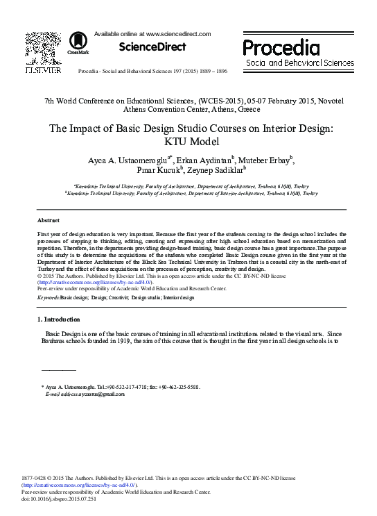(PDF) The Impact of Basic Design Studio Courses on Interior Design: KTU ...