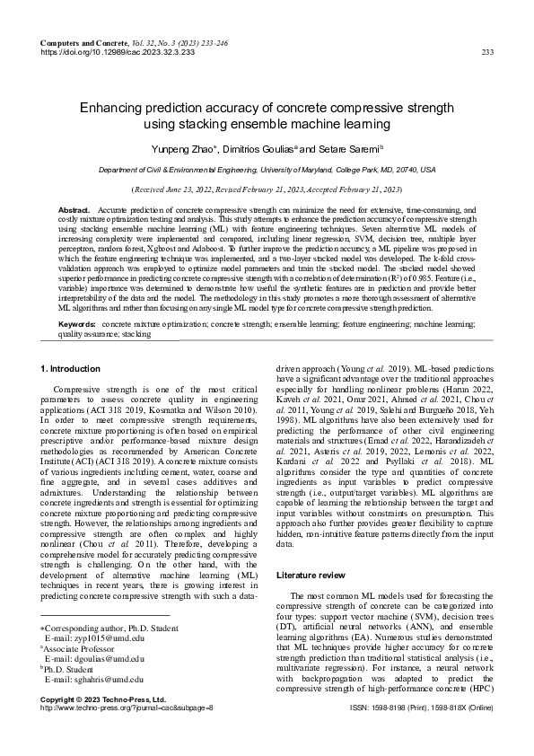 (PDF) Enhancing prediction accuracy of concrete compressive strength ...