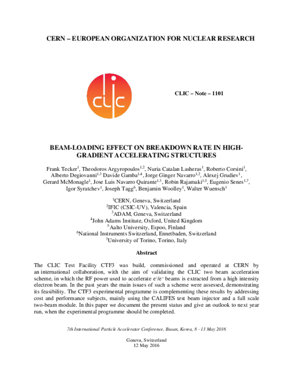 (PDF) Beam-Loading Effect on Breakdown Rate in High-Gradient Accelerating Structures | Roberto ...