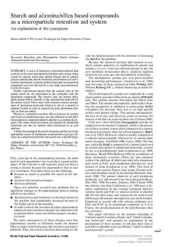 (PDF) Starch and alumina/silica based compounds as a microparticle ...