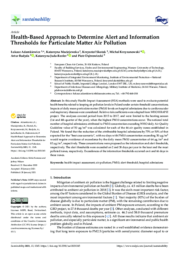 (PDF) Health-Based Approach to Determine Alert and Information ...