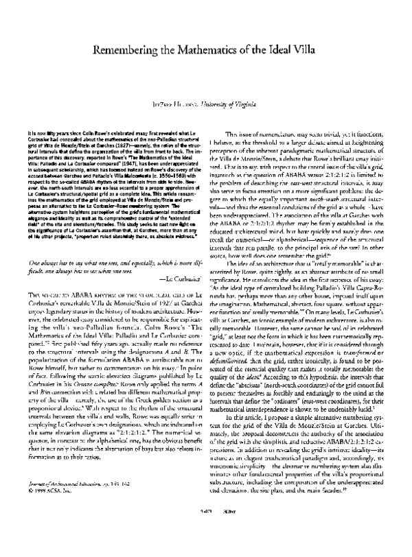 (PDF) Remembering the Mathematics of the Ideal Villa