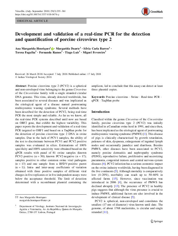 (PDF) Development and Validation of a Real-Time PCR for Chlamydia suis ...