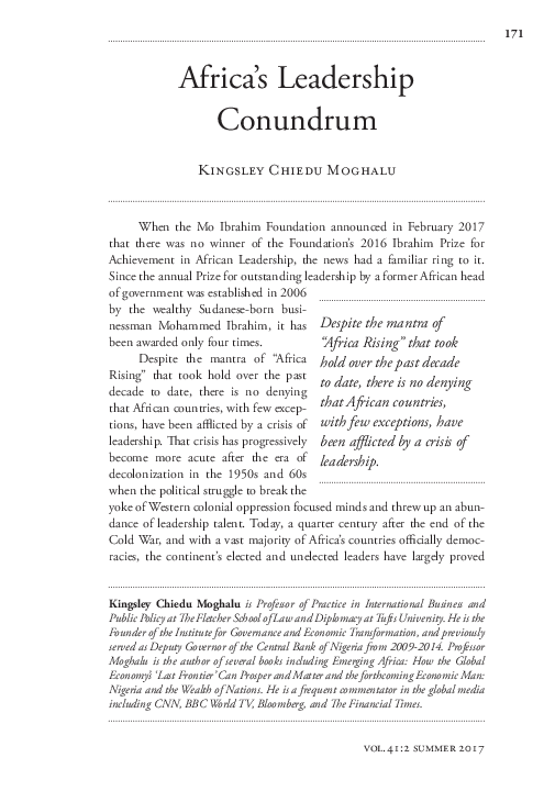 (PDF) Africa's Leadership Conundrum