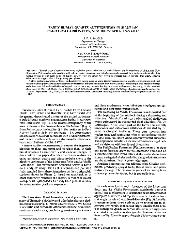 (PDF) Early Burial Quartz Authigenesis in Silurian Platform Carbonates ...