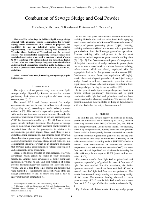 (PDF) Combustion of Sewage Sludge and Coal Powder