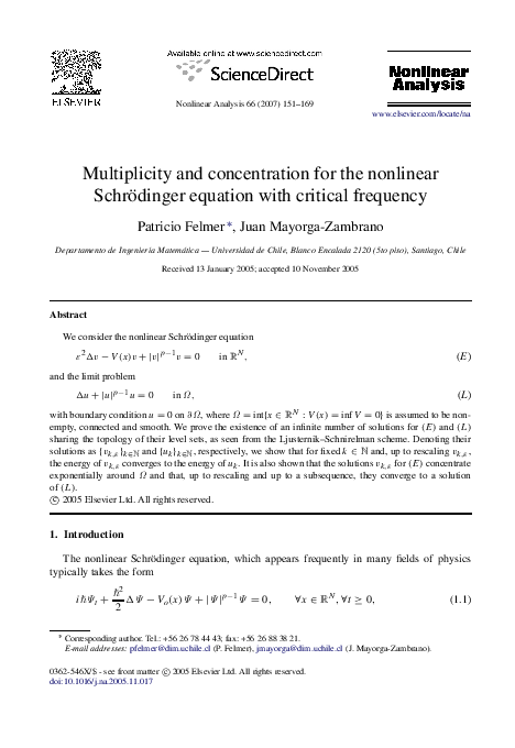 (PDF) Multiplicity and concentration for the nonlinear Schrödinger ...