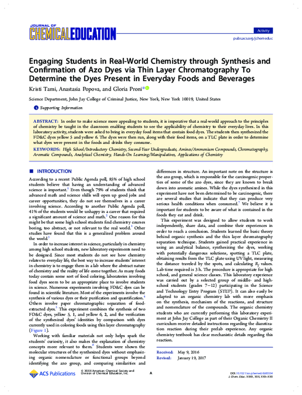 (PDF) Engaging Students in Real-World Chemistry through Synthesis and ...