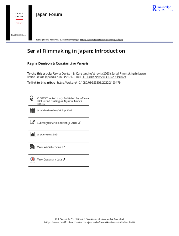 (PDF) Japan Forum: Serial Filmmaking in Japan