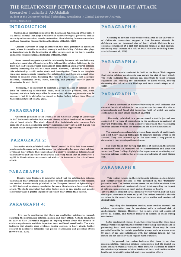 (PDF) THE RELATIONSHIP BETWEEN CALCIUM AND HEART ATTACK