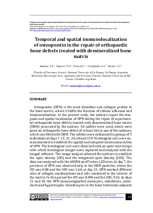 (PDF) Inmunolocalización temporal y espacial de osteopontina en la ...
