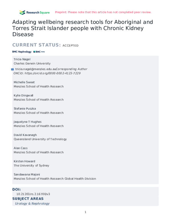 (PDF) Adapting wellbeing research tools for Aboriginal and Torres ...