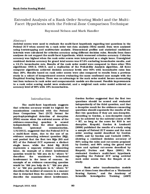 (PDF) Extended Analysis of a Rank Order Scoring Model and the Multi ...