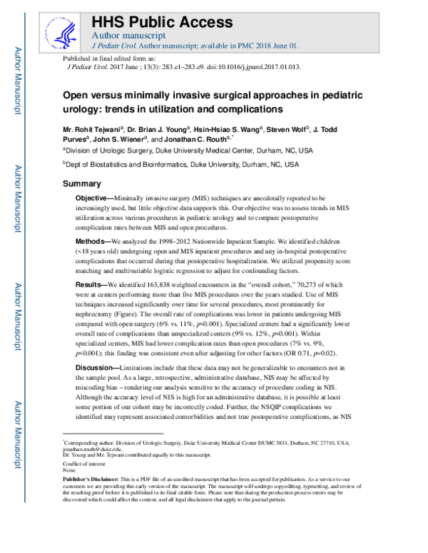 (PDF) Open versus minimally invasive surgical approaches in pediatric ...
