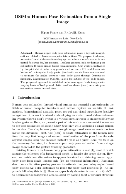 (PDF) OSiMa: Human Pose Estimation from a Single Image
