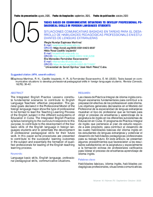 (PDF) Tasks based on communicative situations to develop professional ...