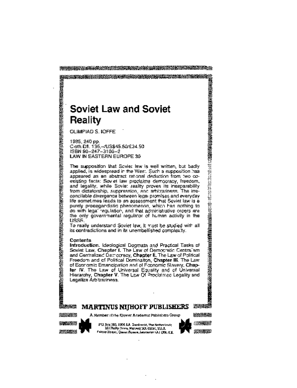 (PDF) Soviet Law and Soviet Reality