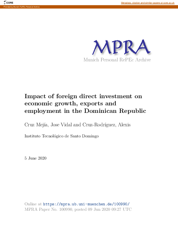 (PDF) Impacto de la inversión extranjera directa en el crecimiento ...