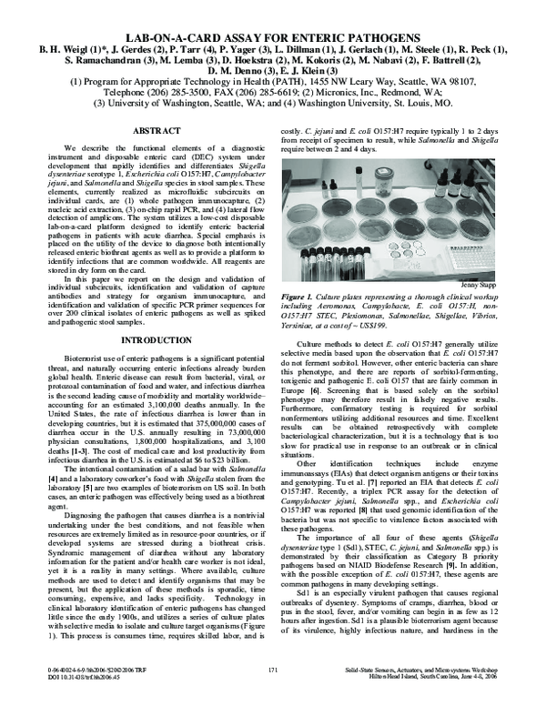 (PDF) Lab-On-A-Card Assay for Enteric Pathogens