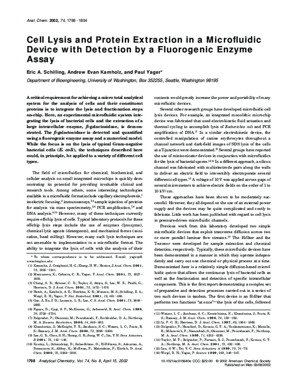 (PDF) Cell Lysis and Protein Extraction in a Microfluidic Device with ...