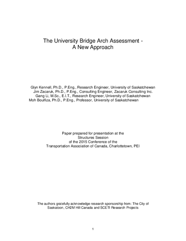 (PDF) The University Bridge Arch Assessment - A New Approach