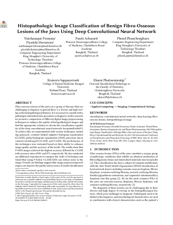(PDF) Histopathologic Image Classification of Benign Fibro-Osseous Lesions of the Jaws Using ...