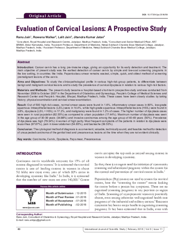 (PDF) Colposcopic evaluation of cervical lesions: a prospective study