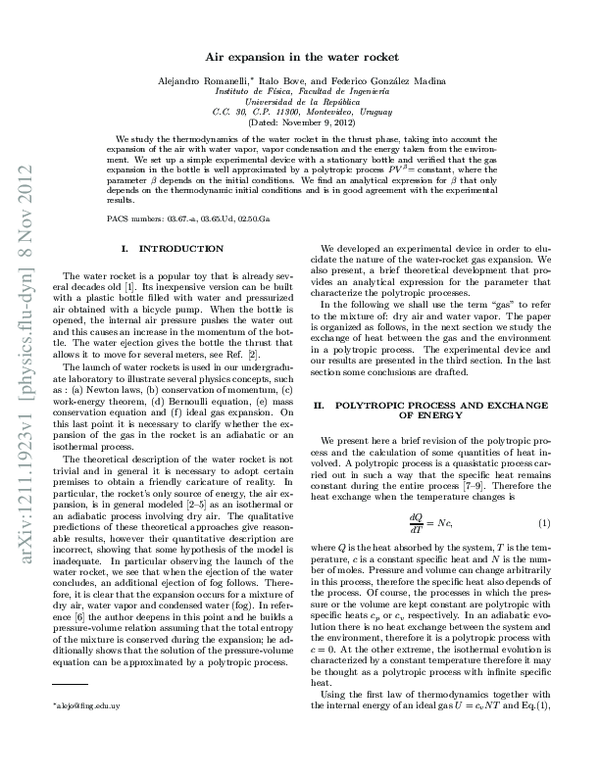(PDF) Air expansion in a water rocket